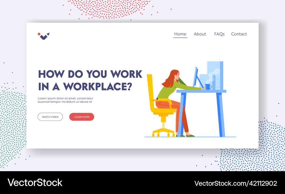 Employee burnout landing page template tired Vector Image