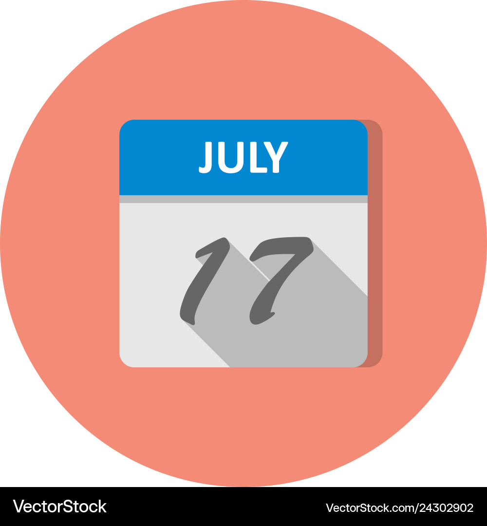 July 17th date on a single day calendar Royalty Free Vector
