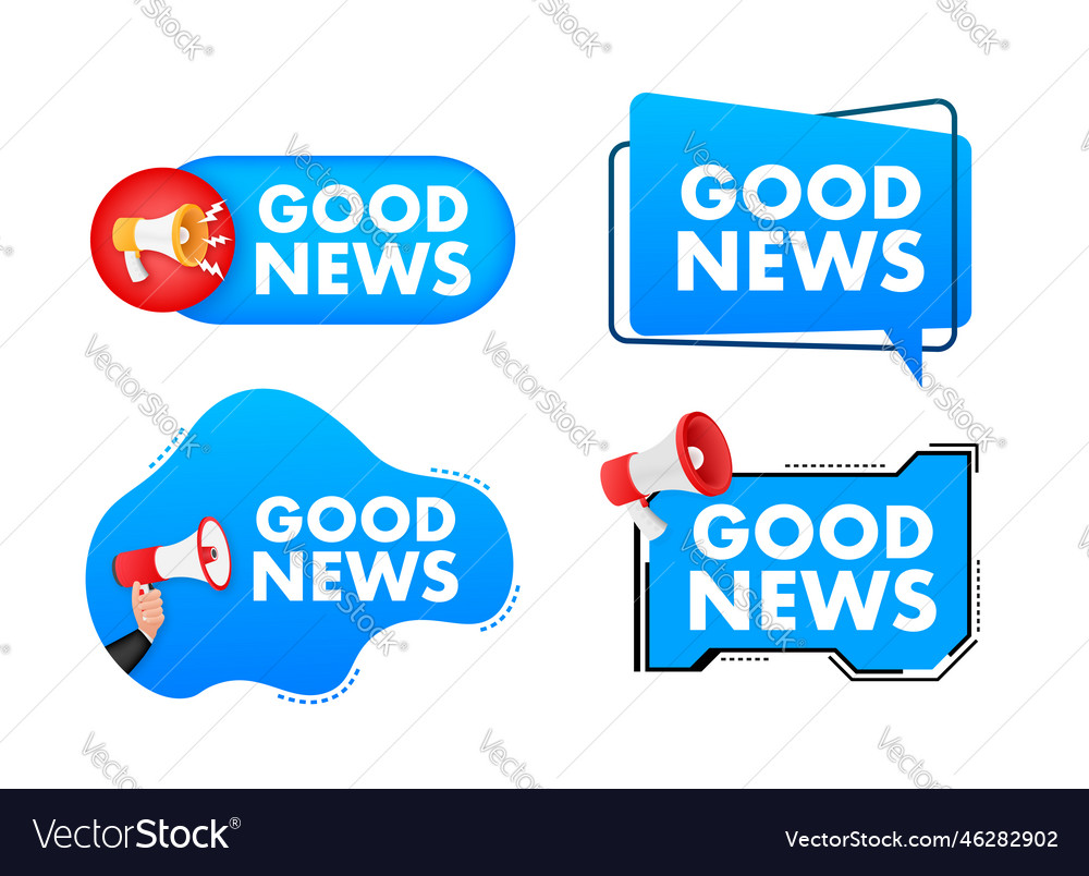 Megaphone label set with text good news megaphone Vector Image Megaphone label set with text good news megaphone Vector Image