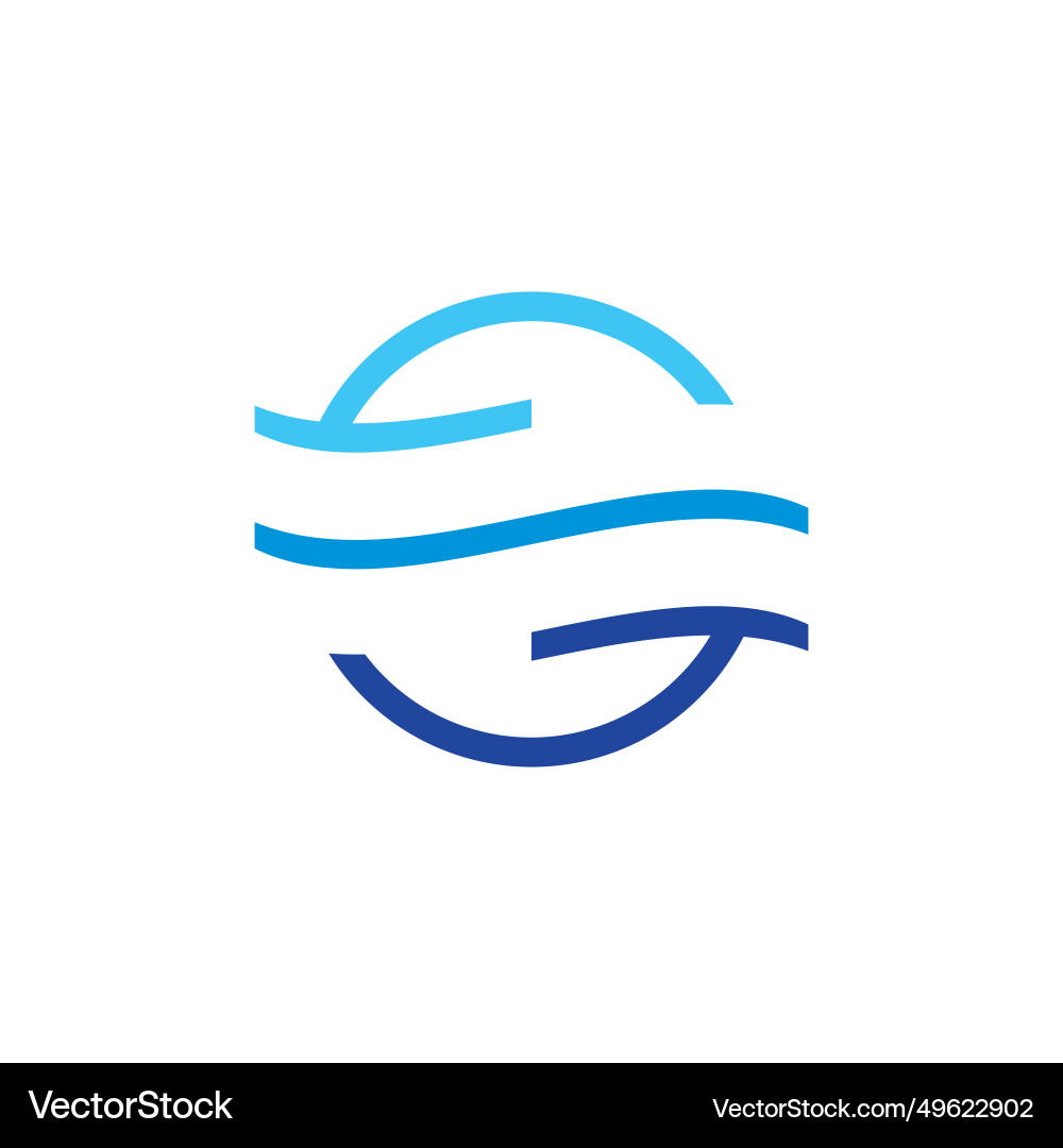 Ocean wave logo circle symbol outline Royalty Free Vector