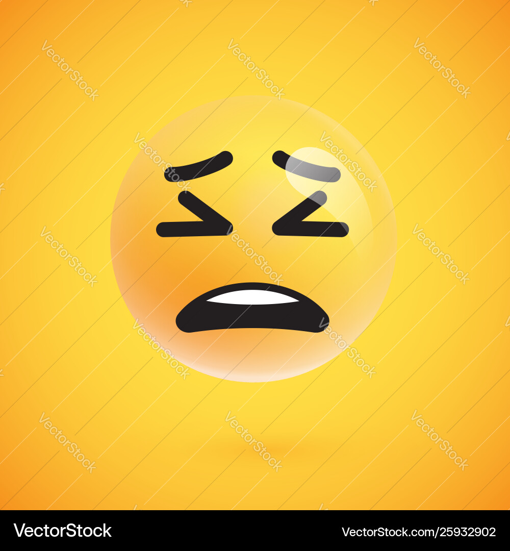 Realistic yellow emoticon in front a yellow Vector Image