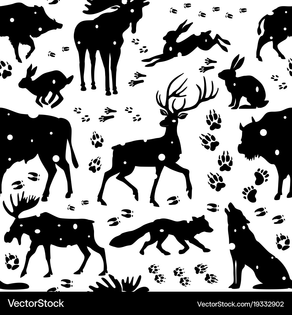 Seamless pattern with wild animals Royalty Free Vector Image