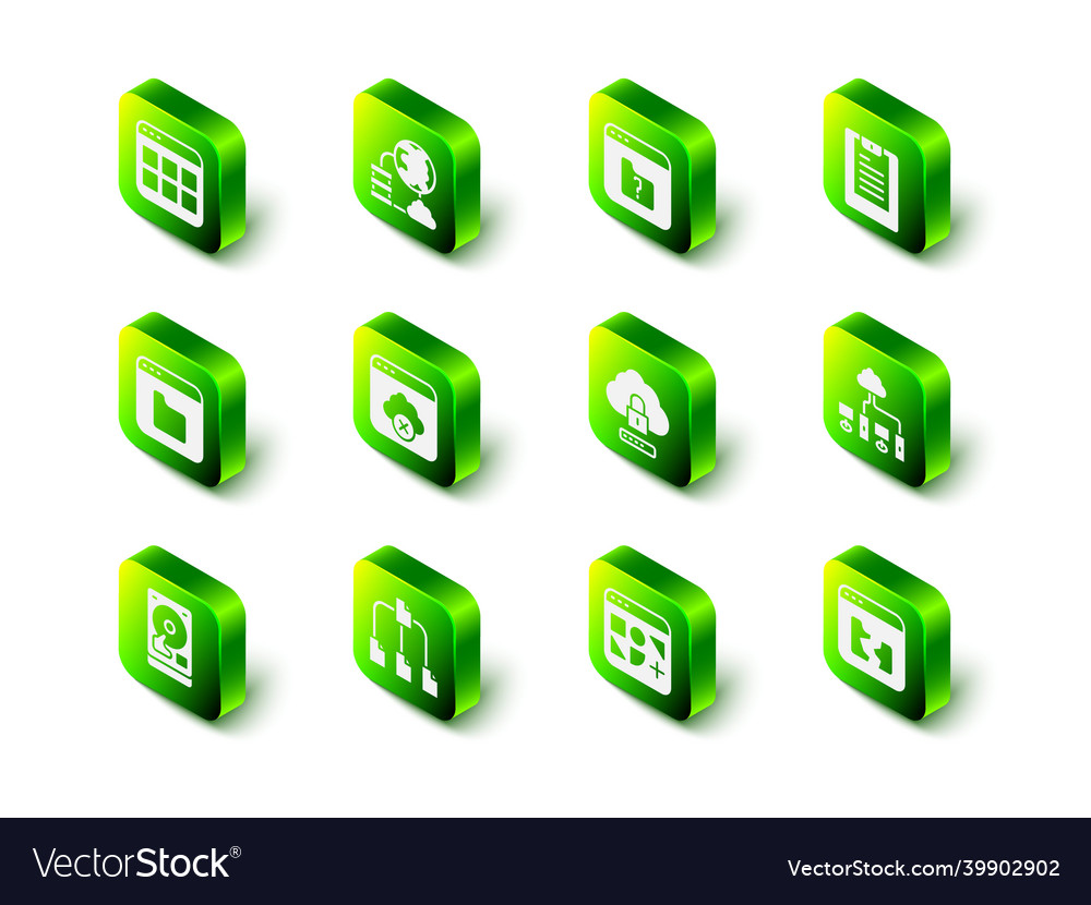 Set Network Cloud Connection File Missing Server Vector Image