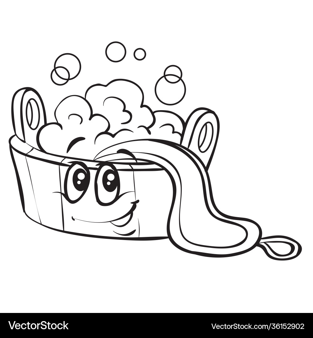 Sketch cartoon character a basin with foam Vector Image