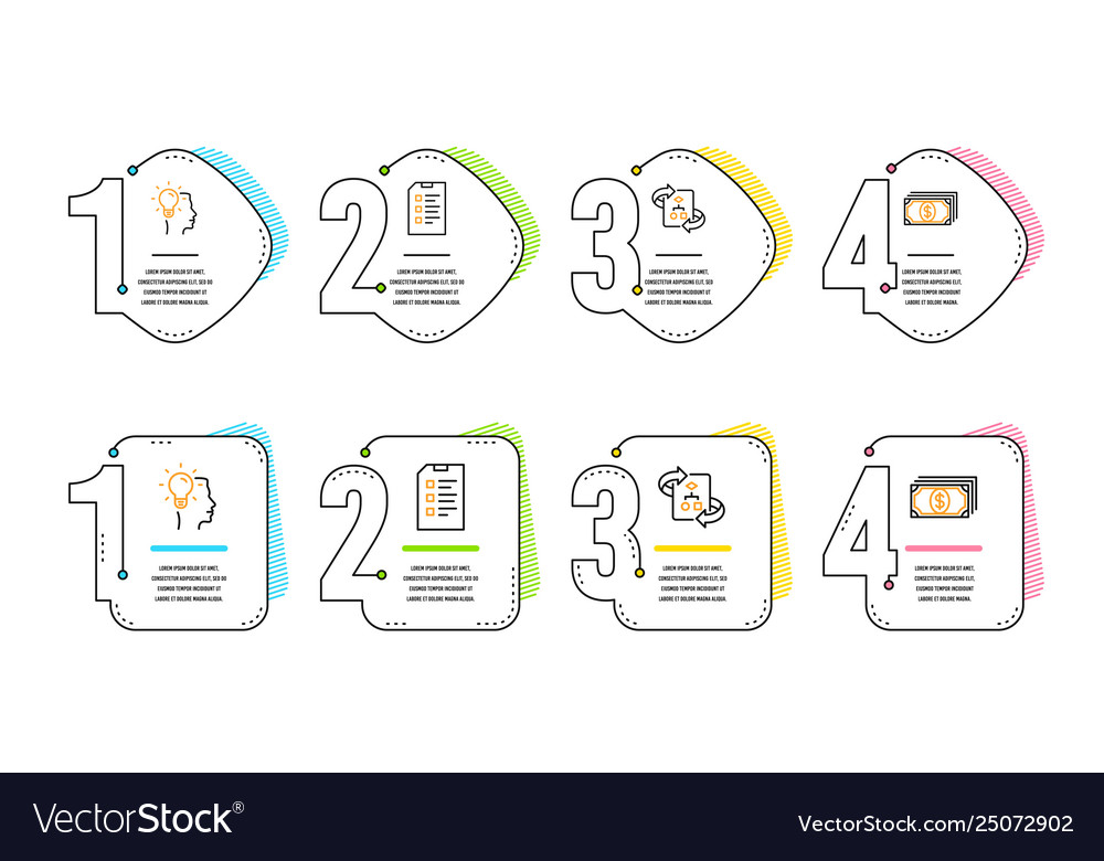 Technical Algorithm Idea And Checklist Icons Set Vector Image