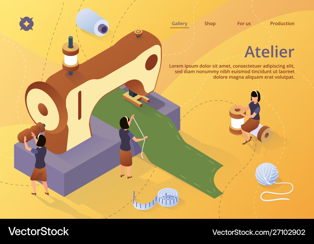 Women create outfit and apparel on sewing machine Vector Image