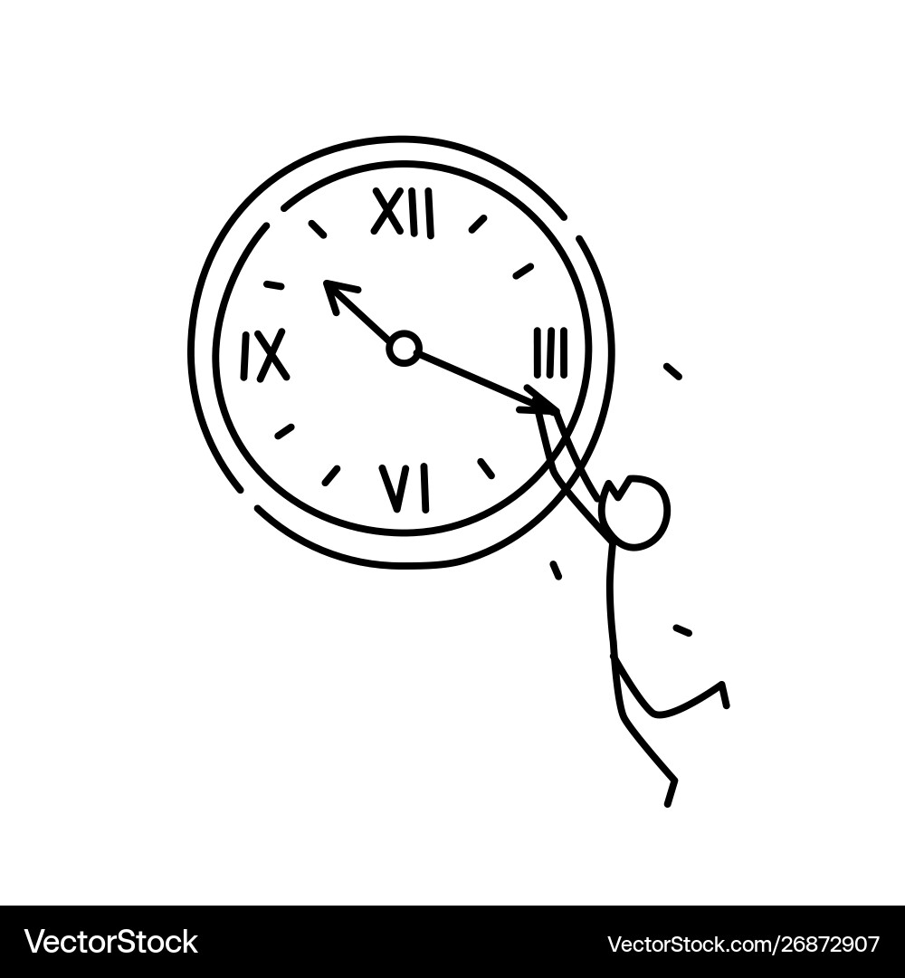 A man weighing on minute hand not enough Vector Image