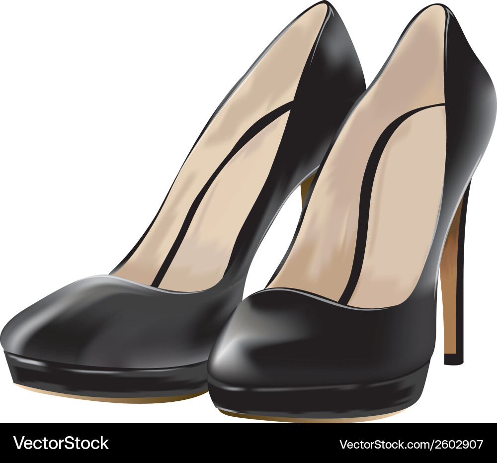 Black shoes patent leather Royalty Free Vector Image