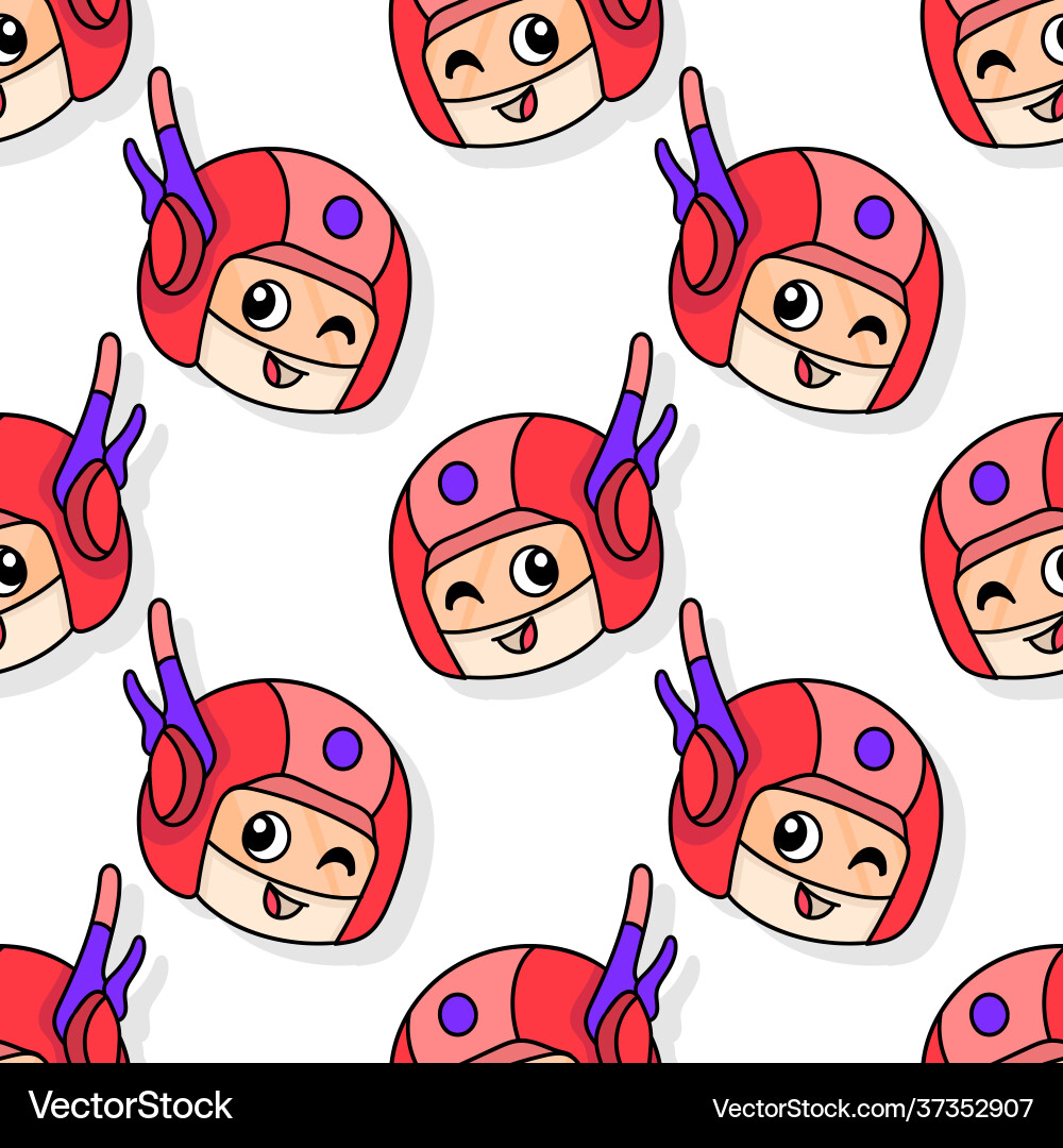 Boboiboy superhero head seamless textile print Vector Image