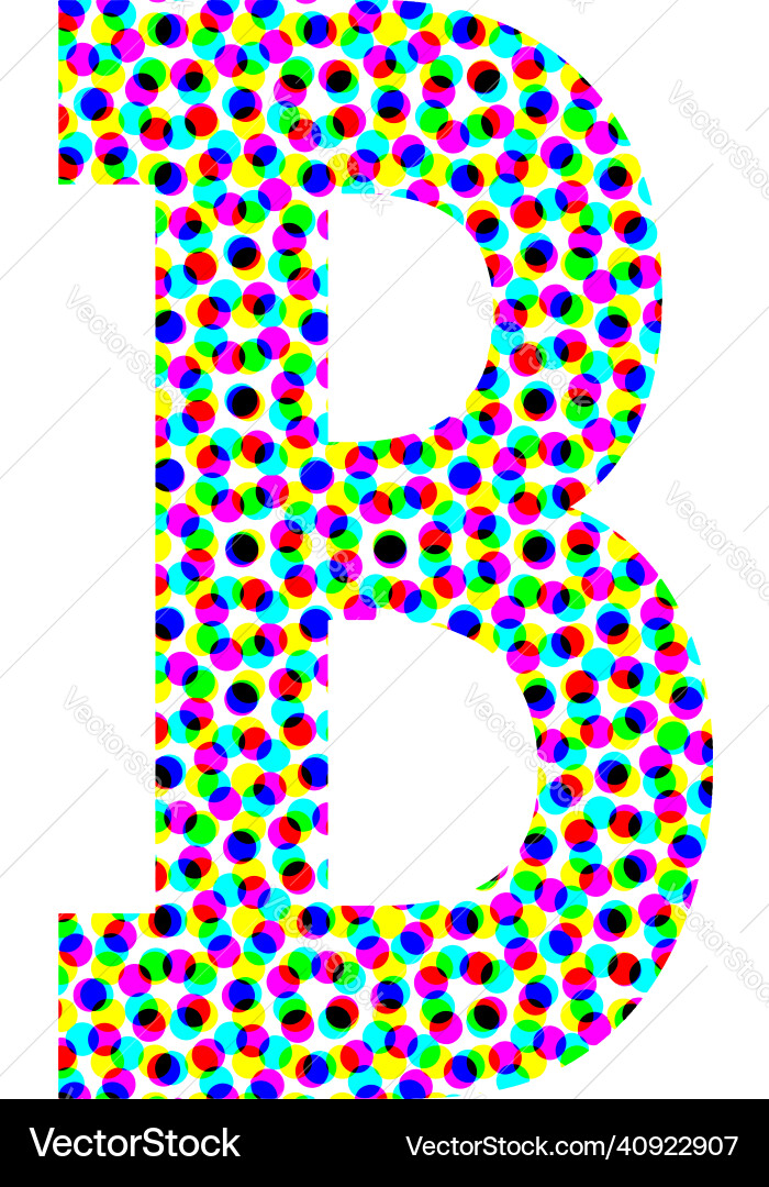 Colorful halftone font design letter b Royalty Free Vector