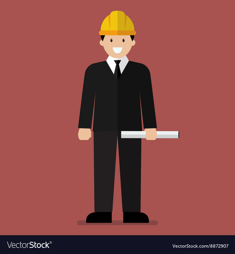 Engineer flat cartoon Royalty Free Vector Image