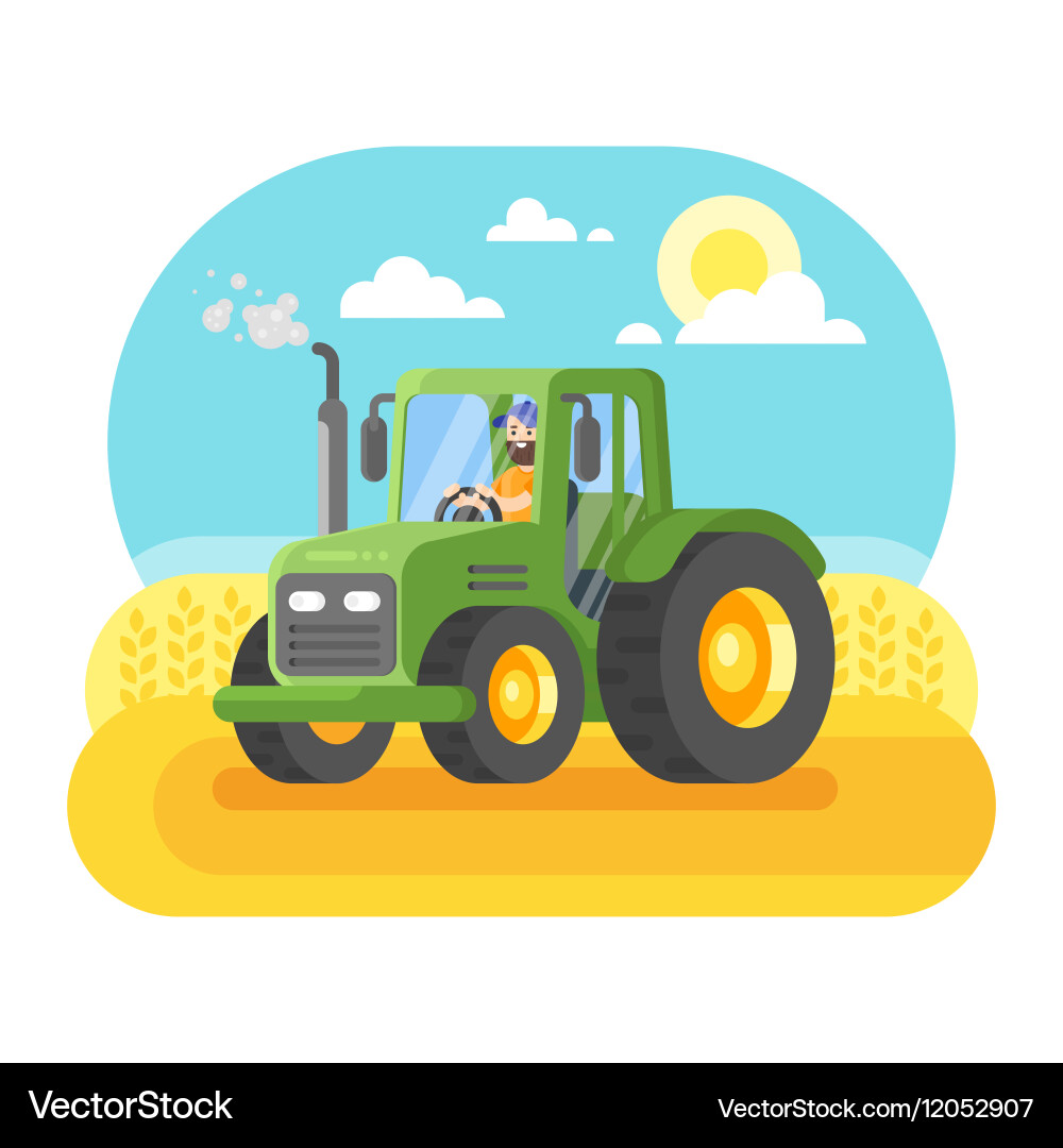 Flat style farmer working in farmed land Vector Image