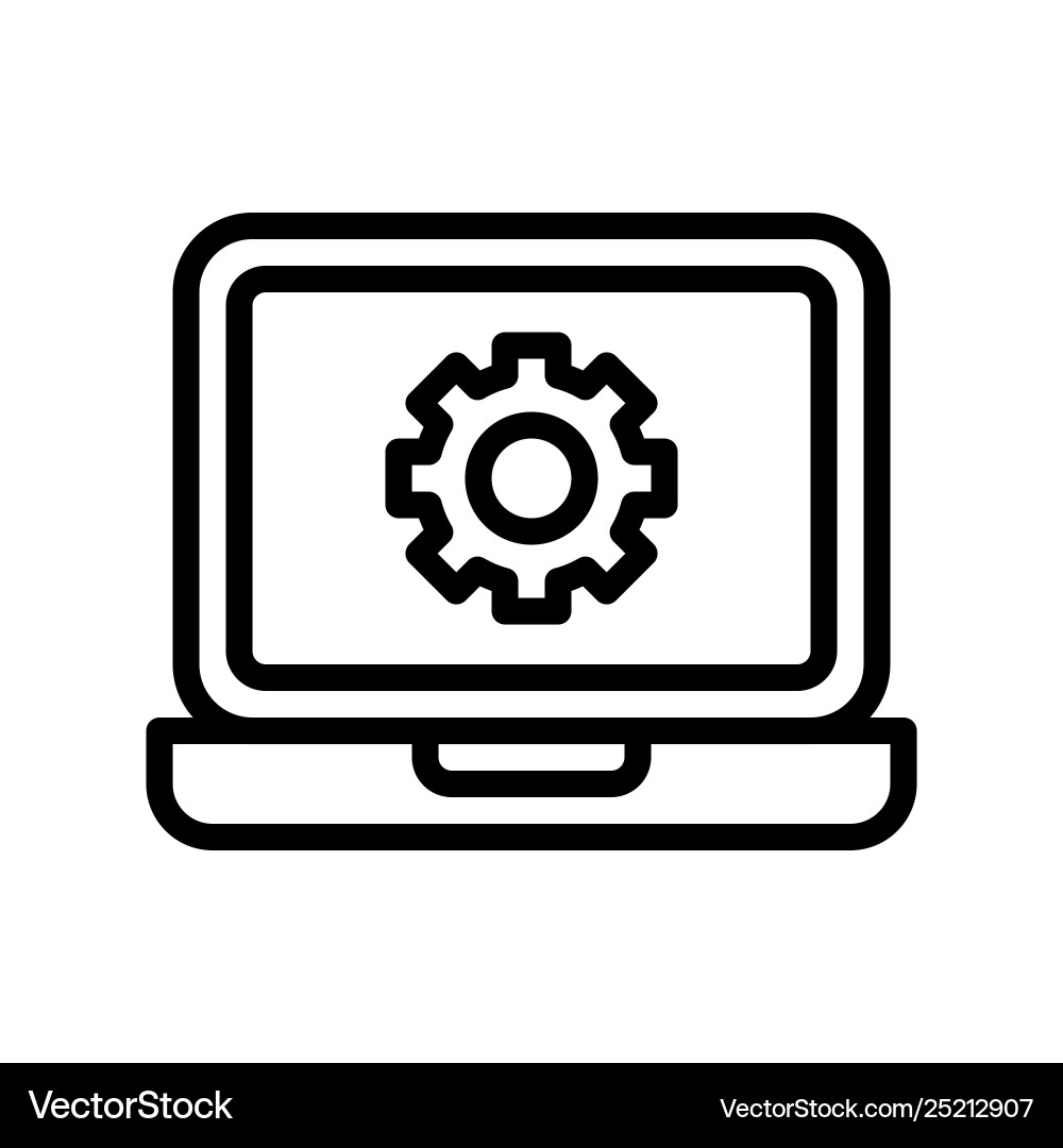 Gear icon on laptop digital marketing line Vector Image
