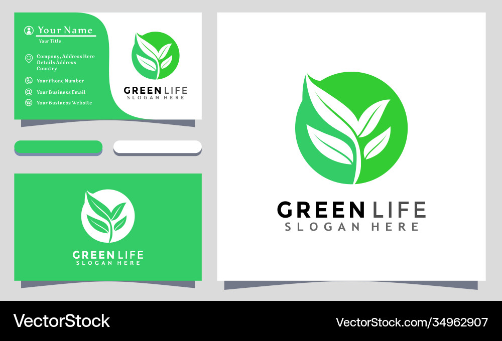 Green life logo designs business Royalty Free Vector Image