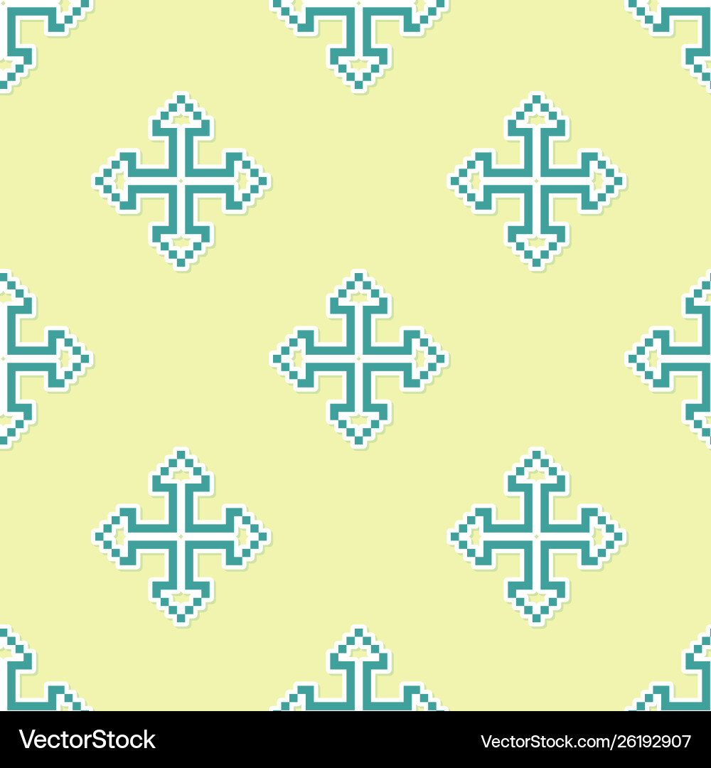 Green pixel arrows in four directions icon Vector Image