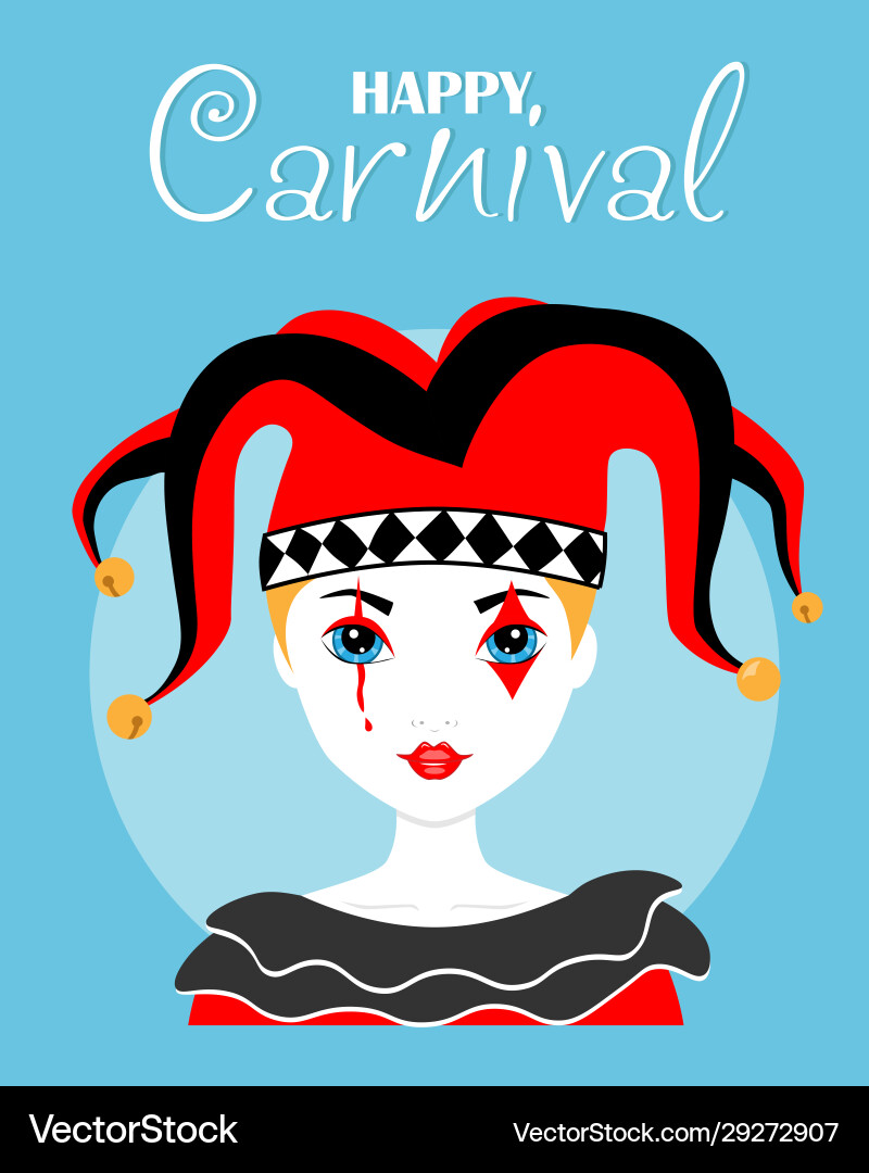 Harlequin carnival poster Royalty Free Vector Image
