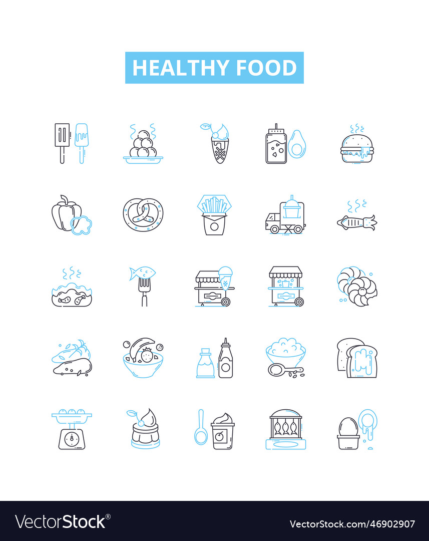 Healthy food line icons set organic Royalty Free Vector