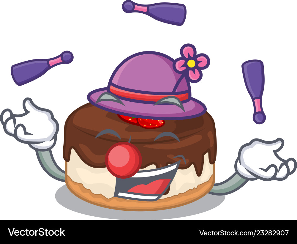 Juggling cake berries with cream on mascot Vector Image