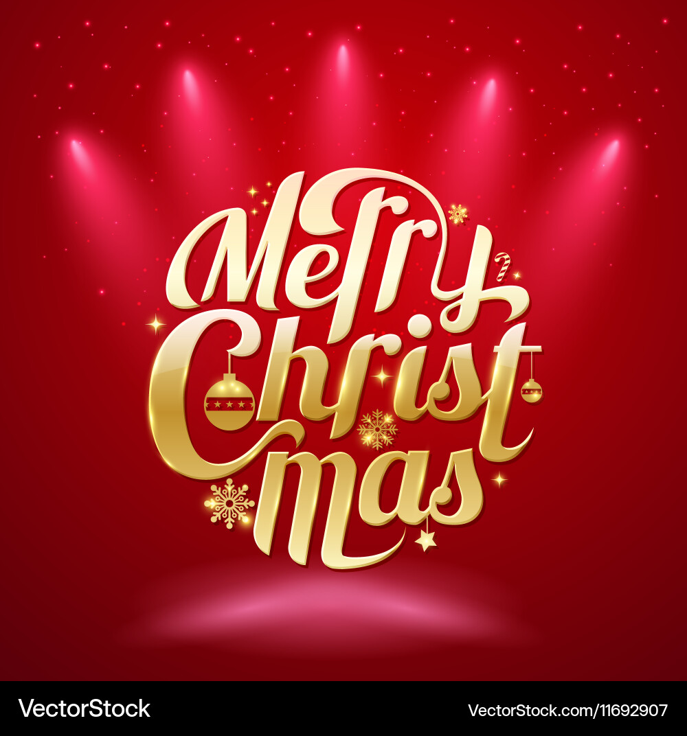 Merry christmas gold lettering text Royalty Free Vector