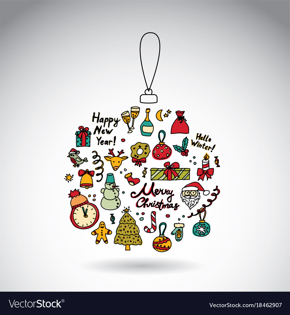 New year ball objects Royalty Free Vector Image