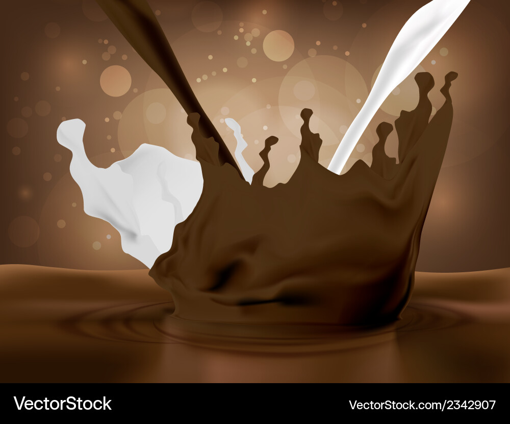 Pouring cocoa chocolate and milk Royalty Free Vector Image