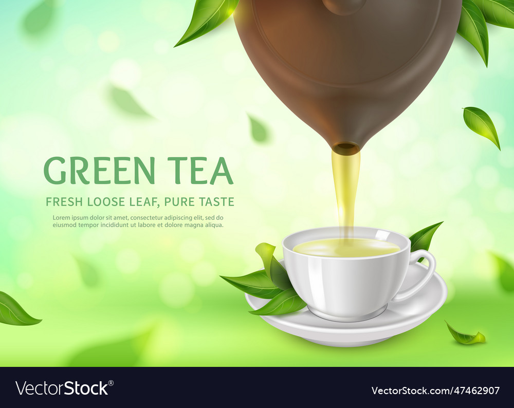 Realistic detailed 3d green tea fresh loose leaf Vector Image Realistic detailed 3d green tea fresh loose leaf Vector Image