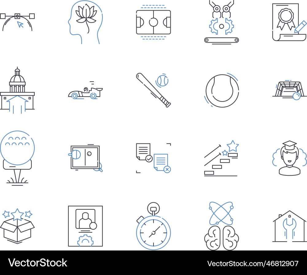 Student-athlete activities line icons collection Vector Image