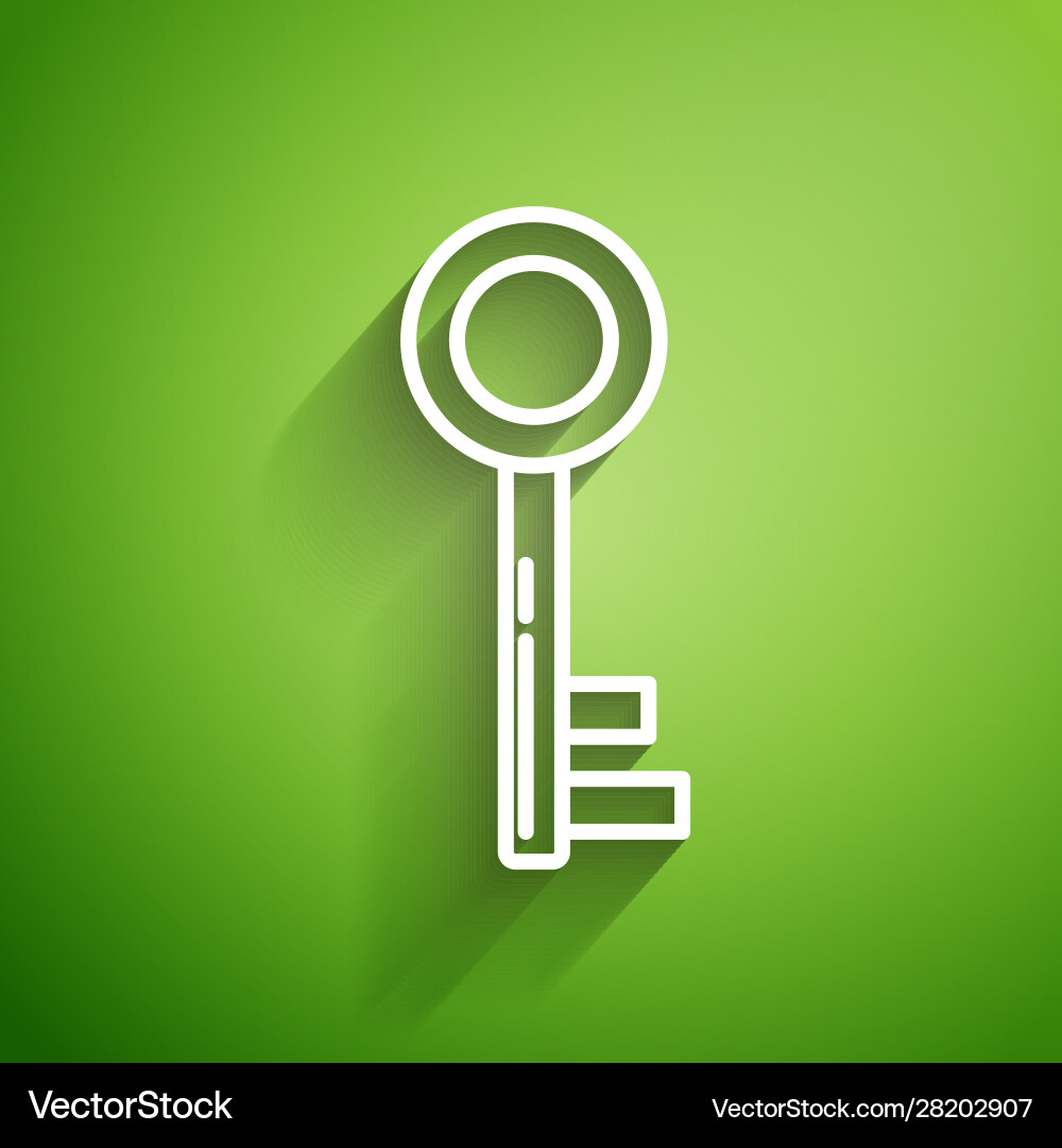 White line key icon isolated on green background Vector Image