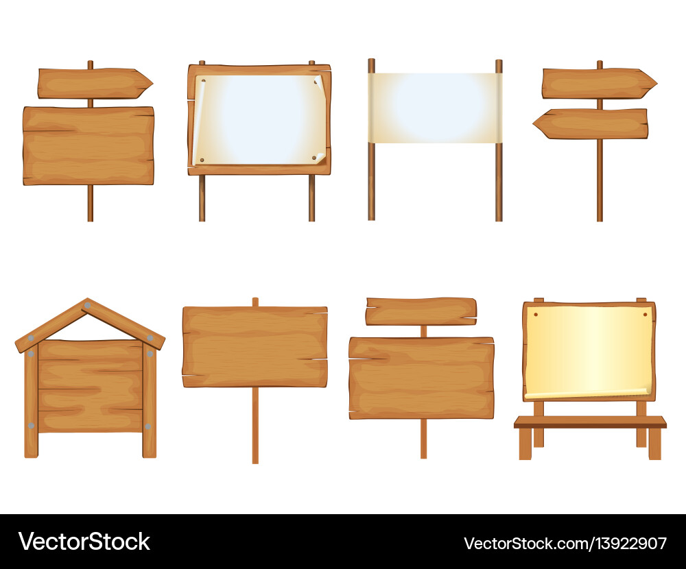 Wooden signboards set Royalty Free Vector Image