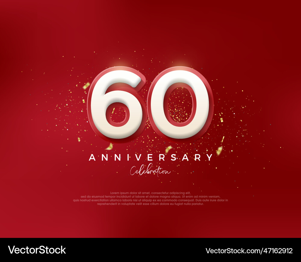 60th anniversary number with 3d white numbers Vector Image