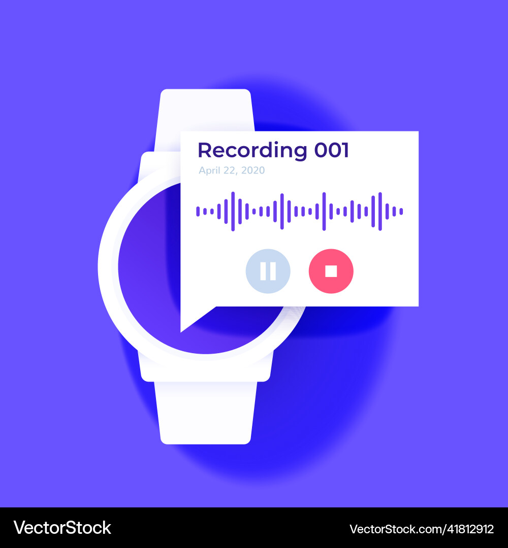 Audio recording in smart watch design Royalty Free Vector