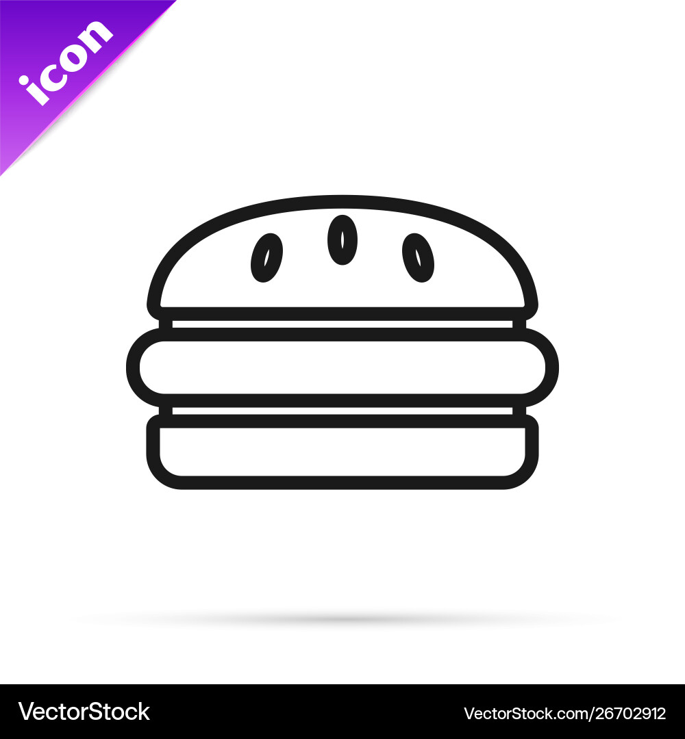 Black line burger icon isolated on white Vector Image