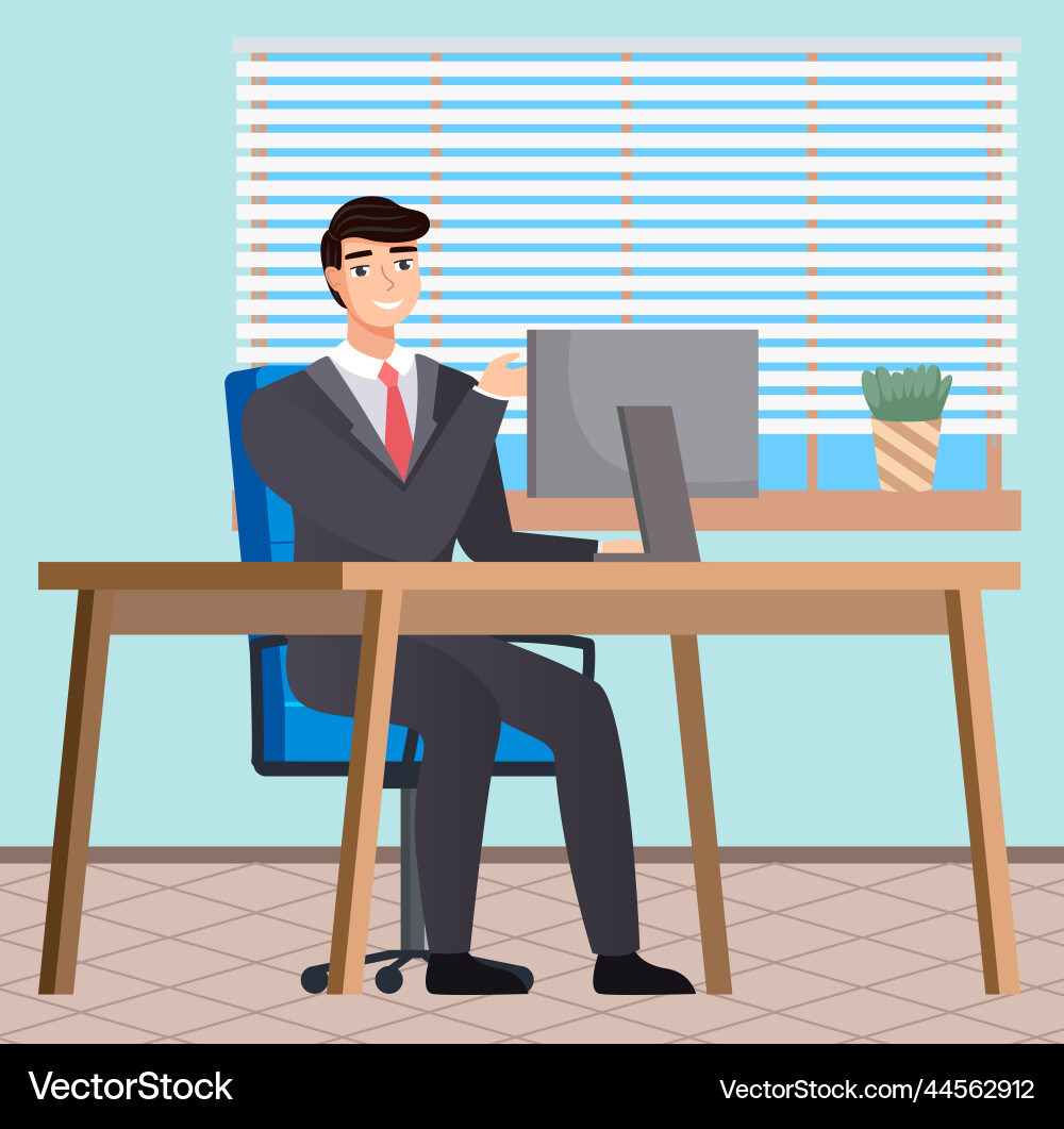 Business employees on their workspace co-worker Vector Image