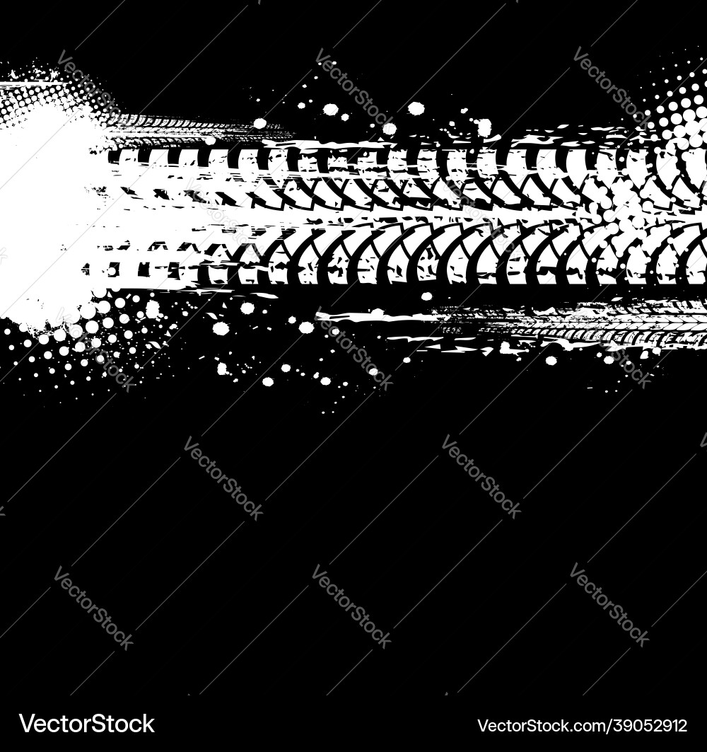 Car tyres tracks wheel marks grunge background Vector Image