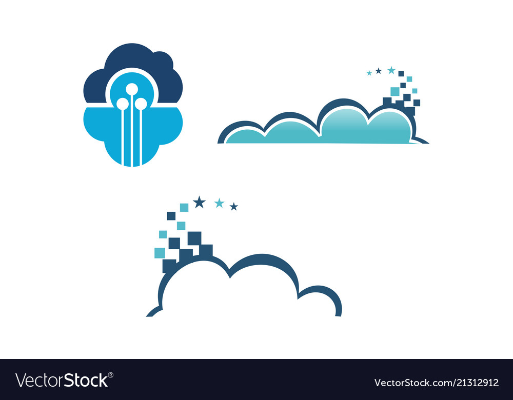Cloud technology template set Royalty Free Vector Image