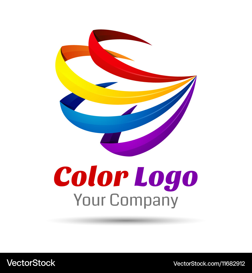 Colorful 3d volume logo design icon concept Vector Image