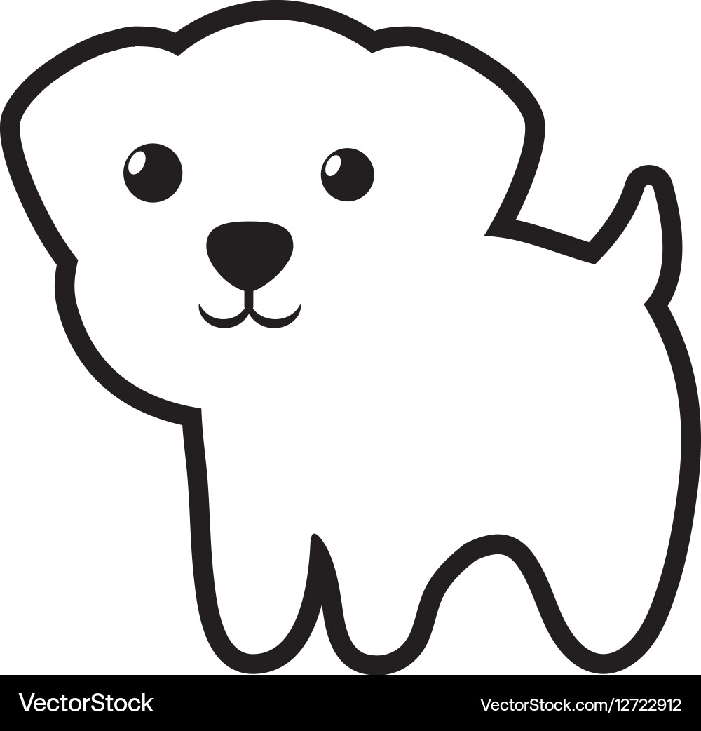 Dog canine young standing outline Royalty Free Vector Image