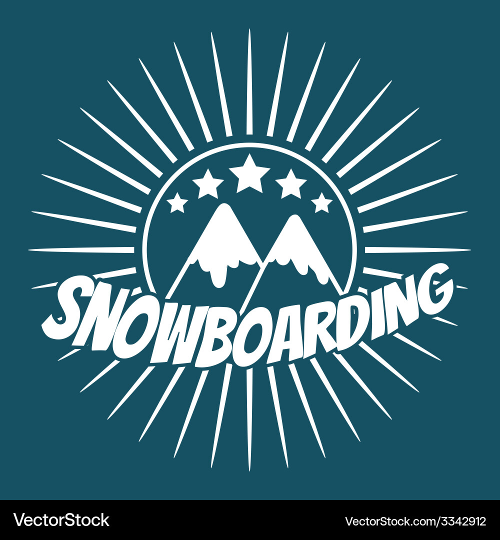 Flat snowboarding with mountains Royalty Free Vector Image