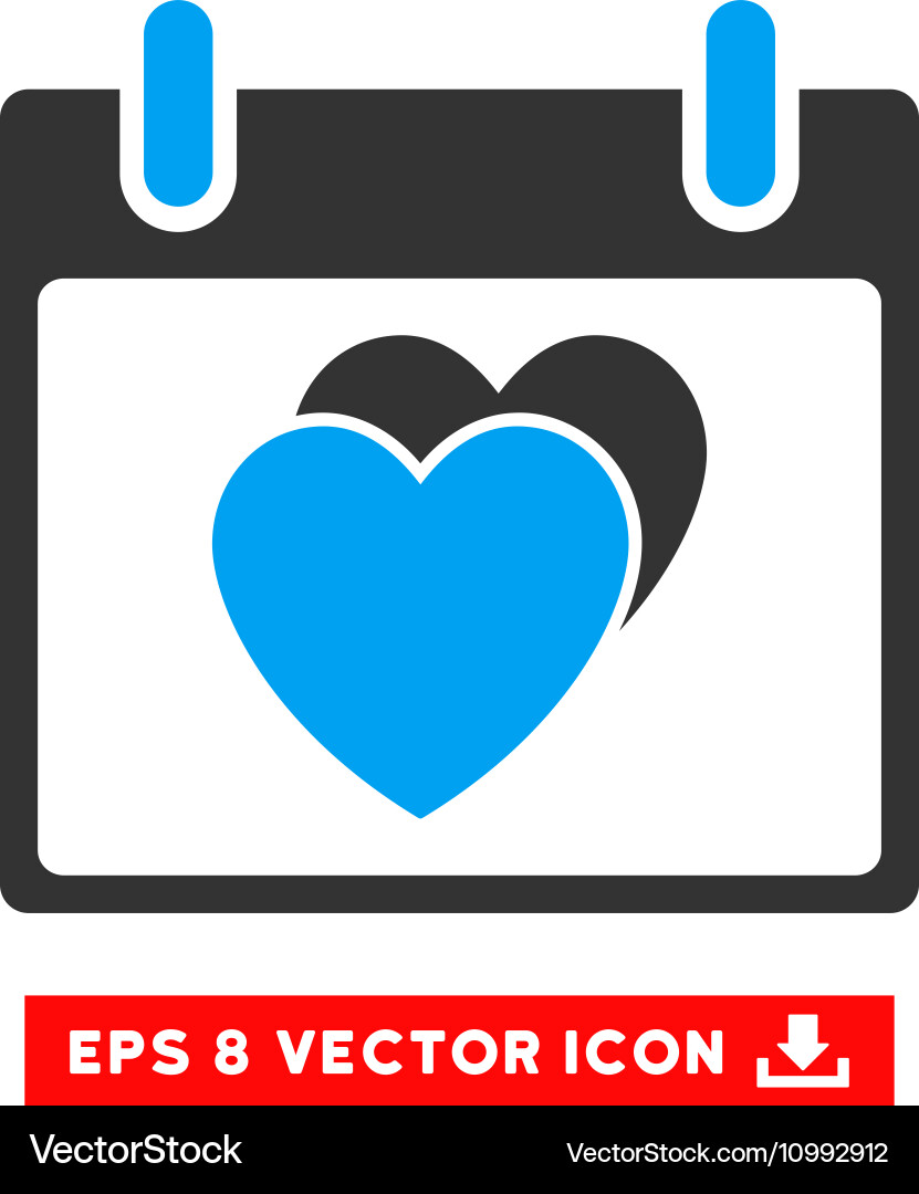 Hearts calendar day eps icon Royalty Free Vector Image