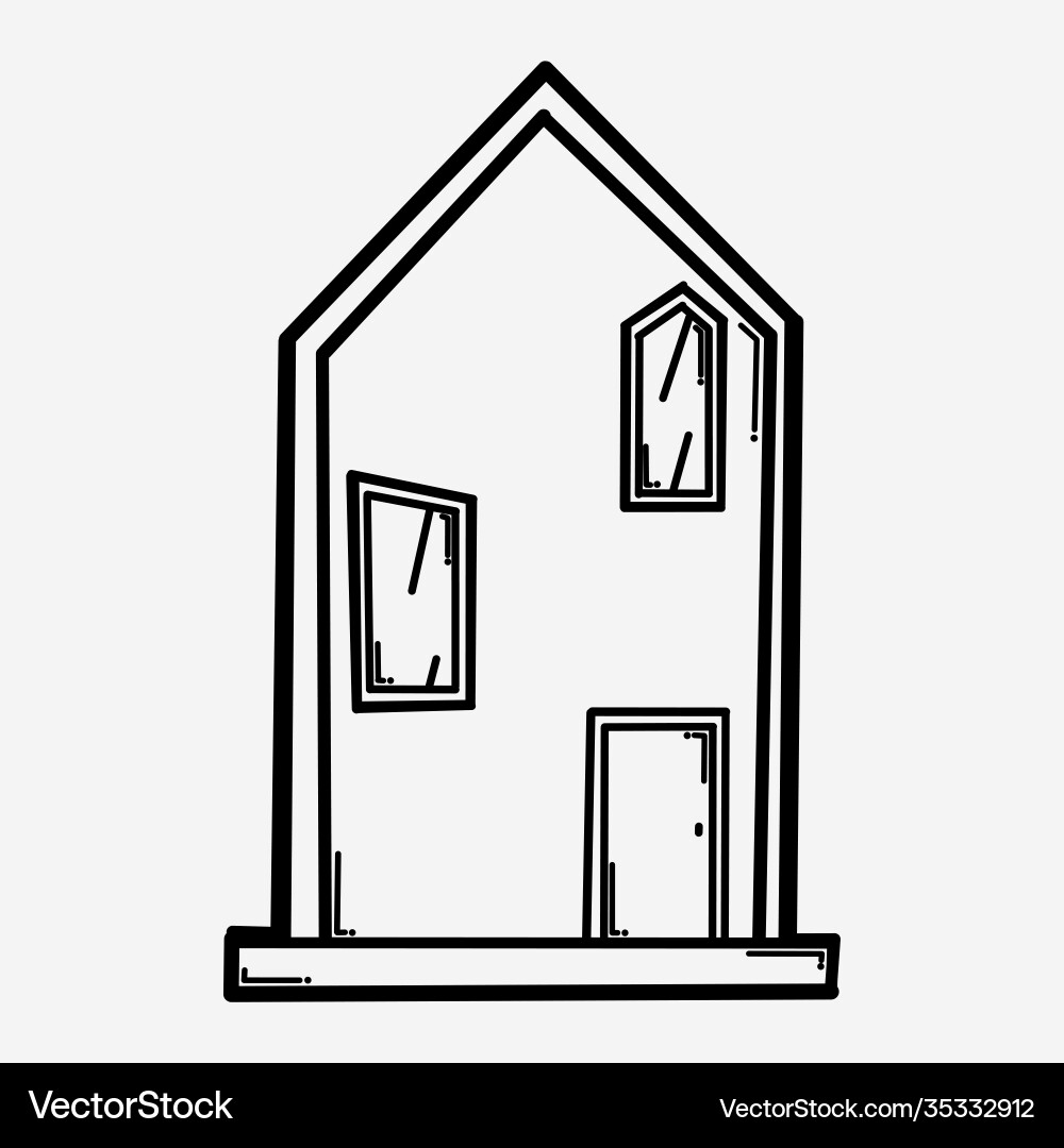 House building doodle icon drawing sketch hand Vector Image