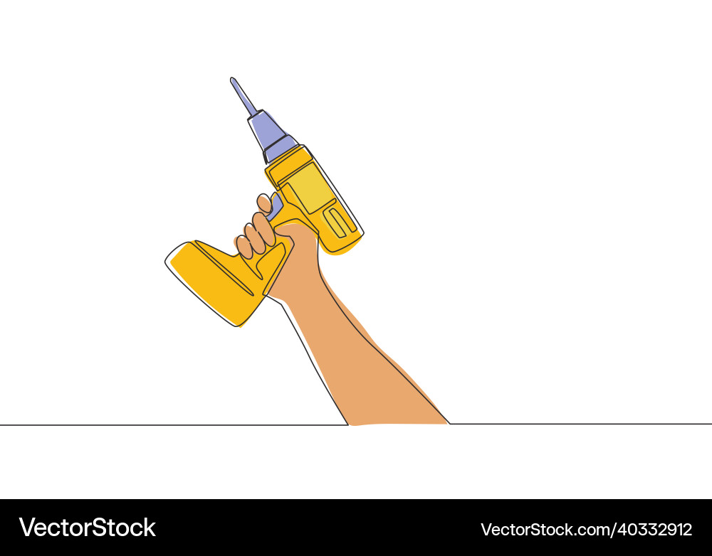 One continuous line drawing of man holding Vector Image