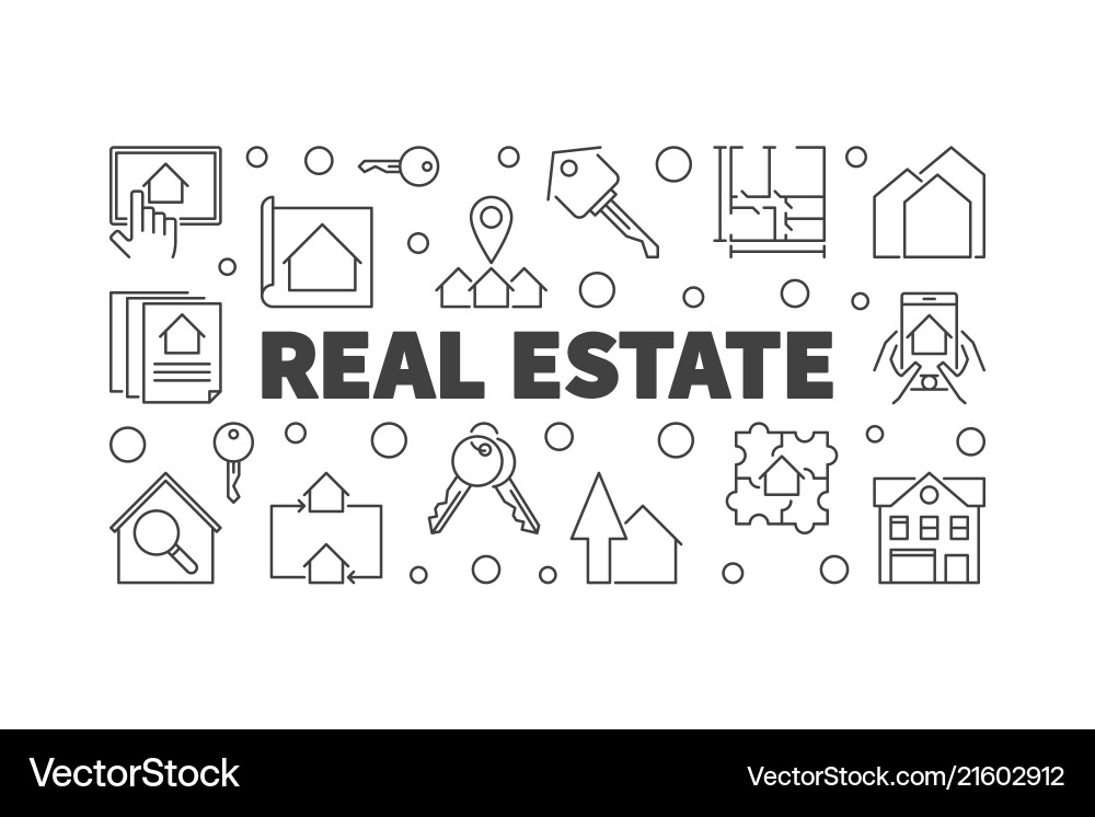 Real estate horizontal outline banner or Vector Image