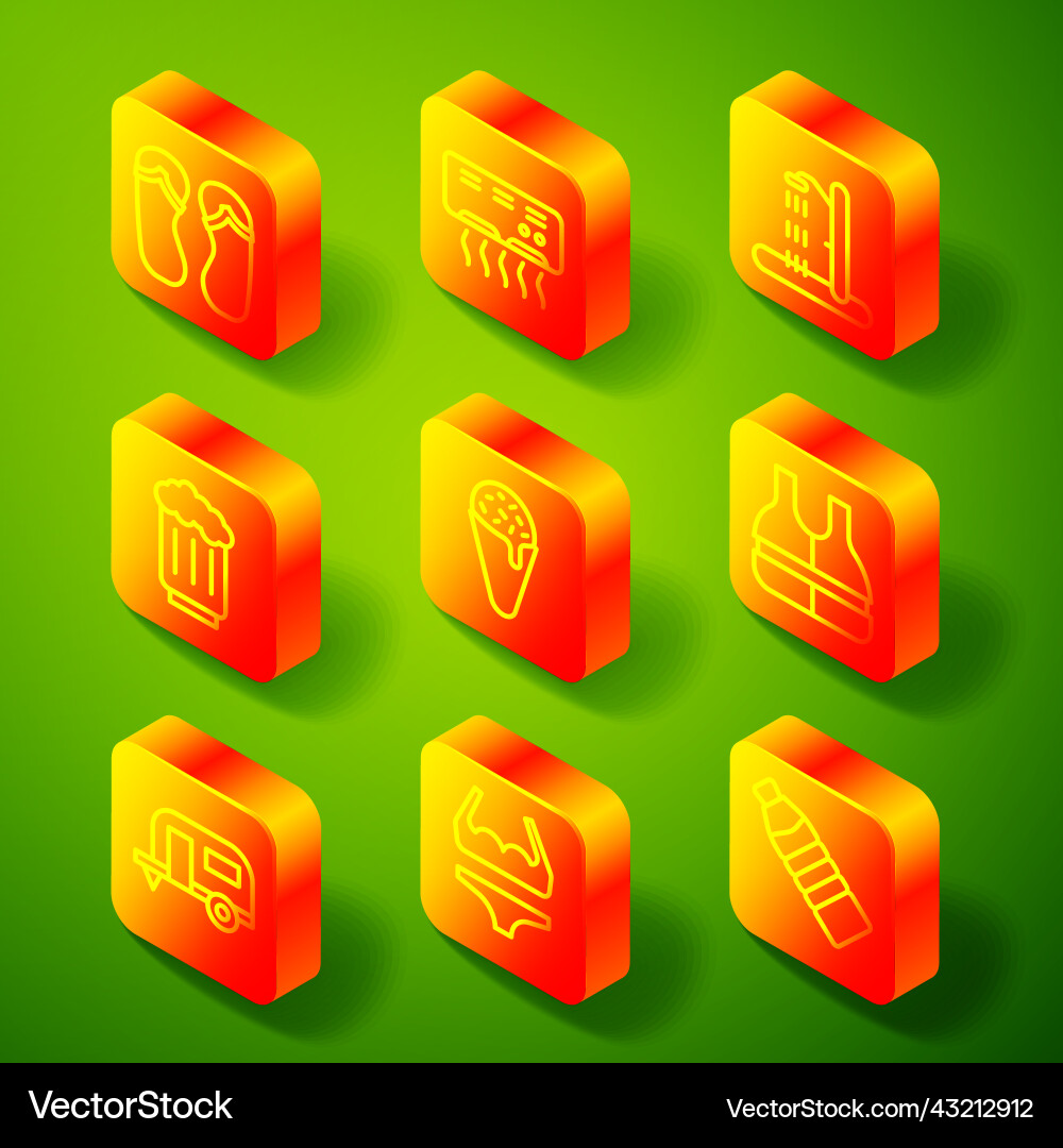 Set line flip flops air conditioner beach shower Vector Image