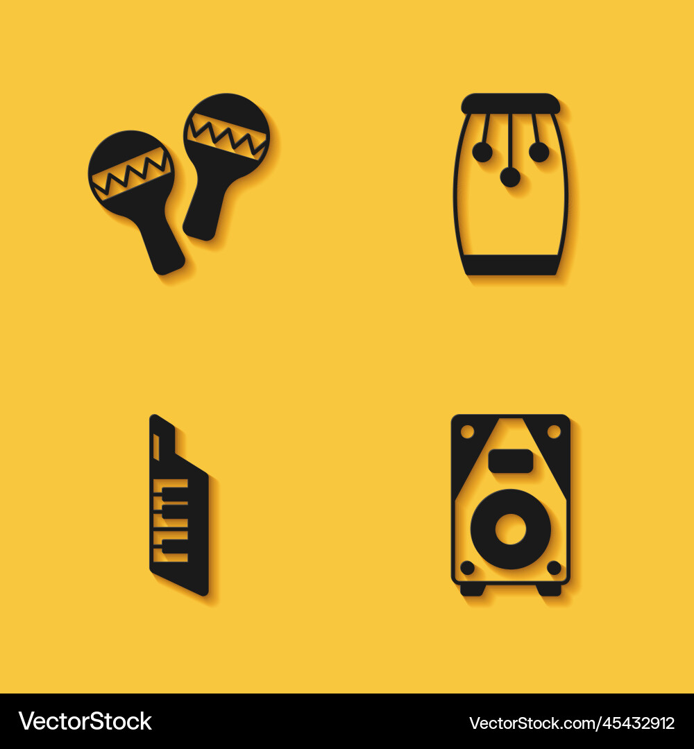 Set maracas stereo speaker keytar and conga Vector Image
