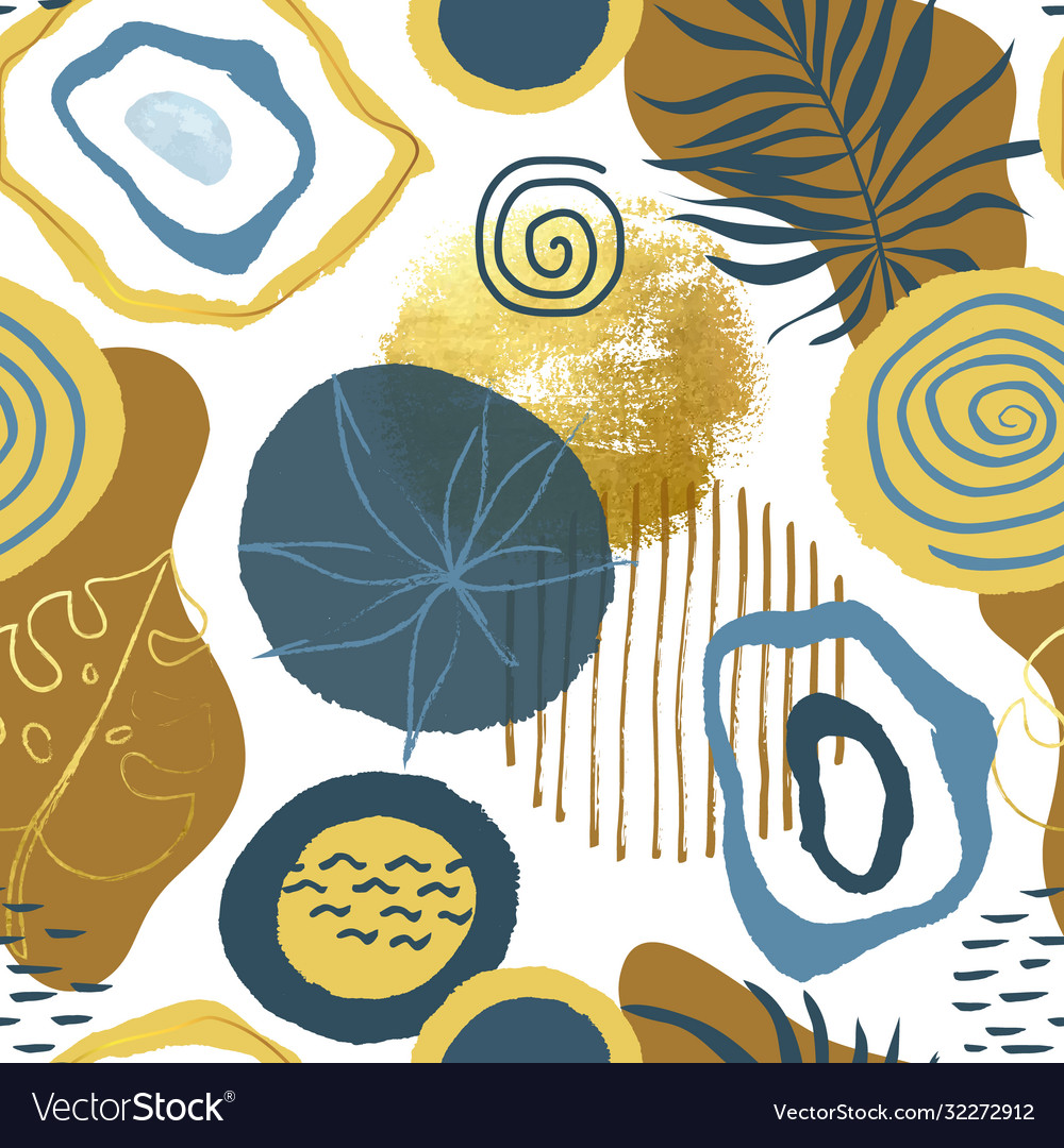 Trendy seamless pattern with hand drawn elements Vector Image