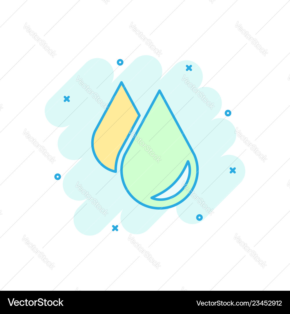 Water drop icon in comic style raindrop cartoon Vector Image