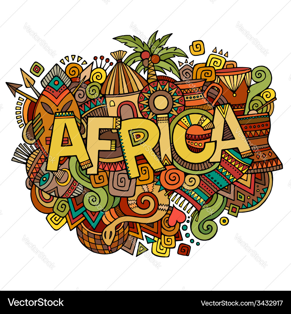 Africa hand lettering and doodles elements Vector Image