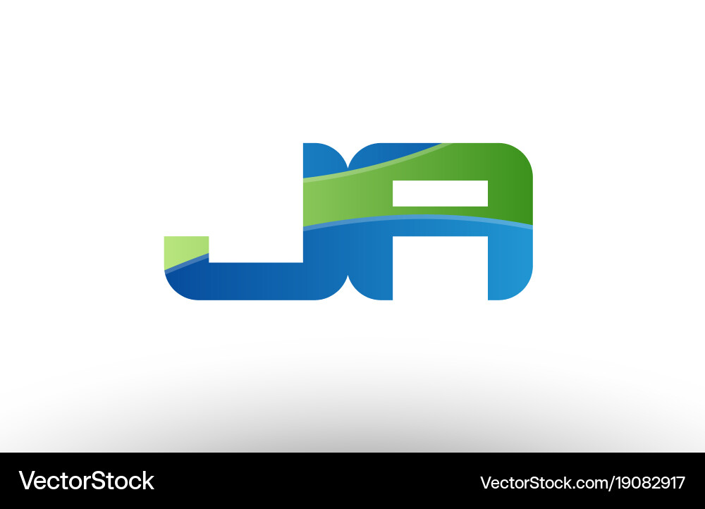 Blue green ja j a alphabet letter logo Royalty Free Vector