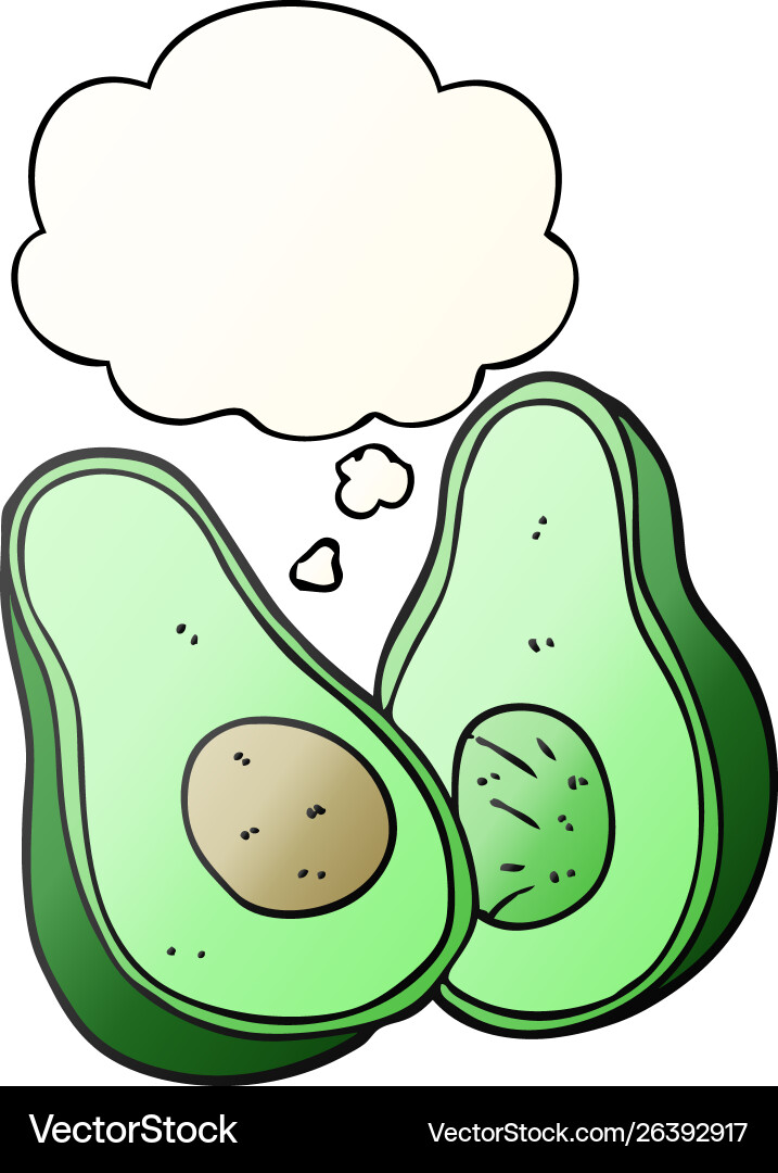 Cartoon avocado and thought bubble in smooth Vector Image