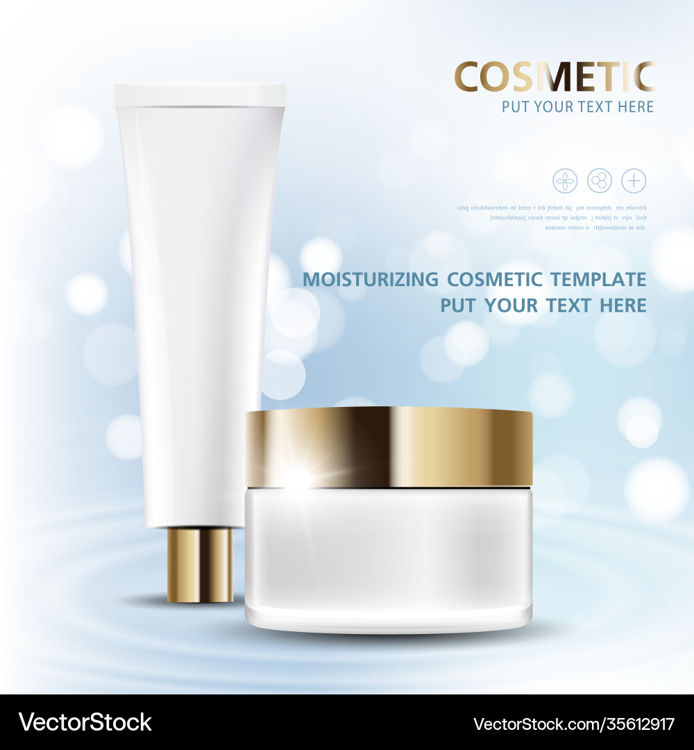 Cosmetic product poster bottle package design Vector Image